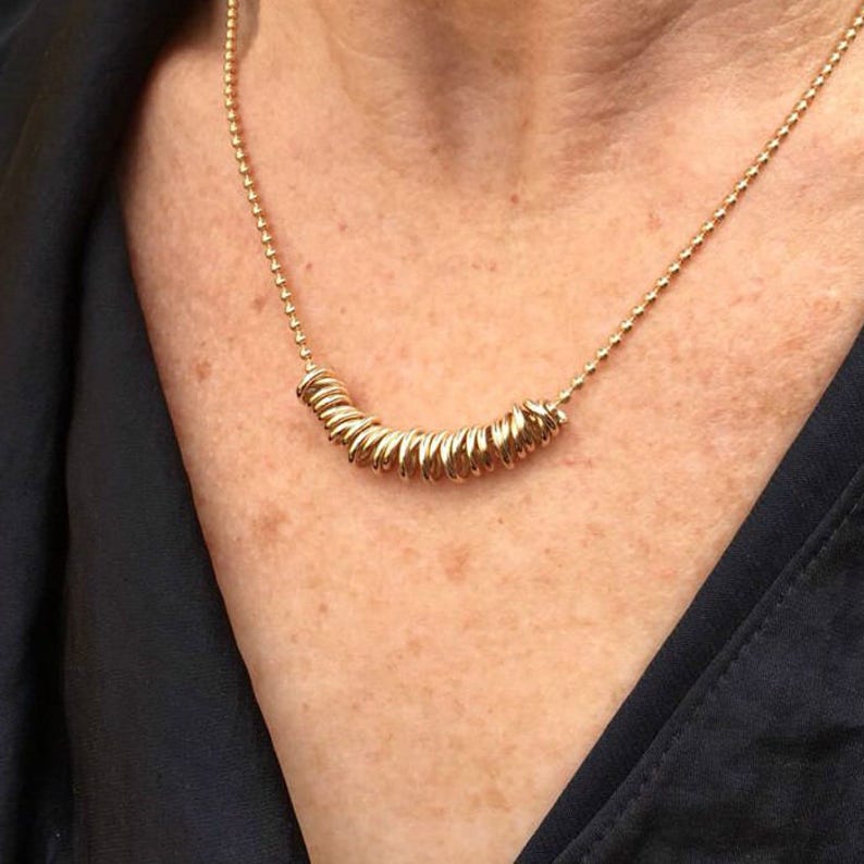 Gold Filled Coil Necklace, Wire Wrapped Necklace, Modern Jewelry ...