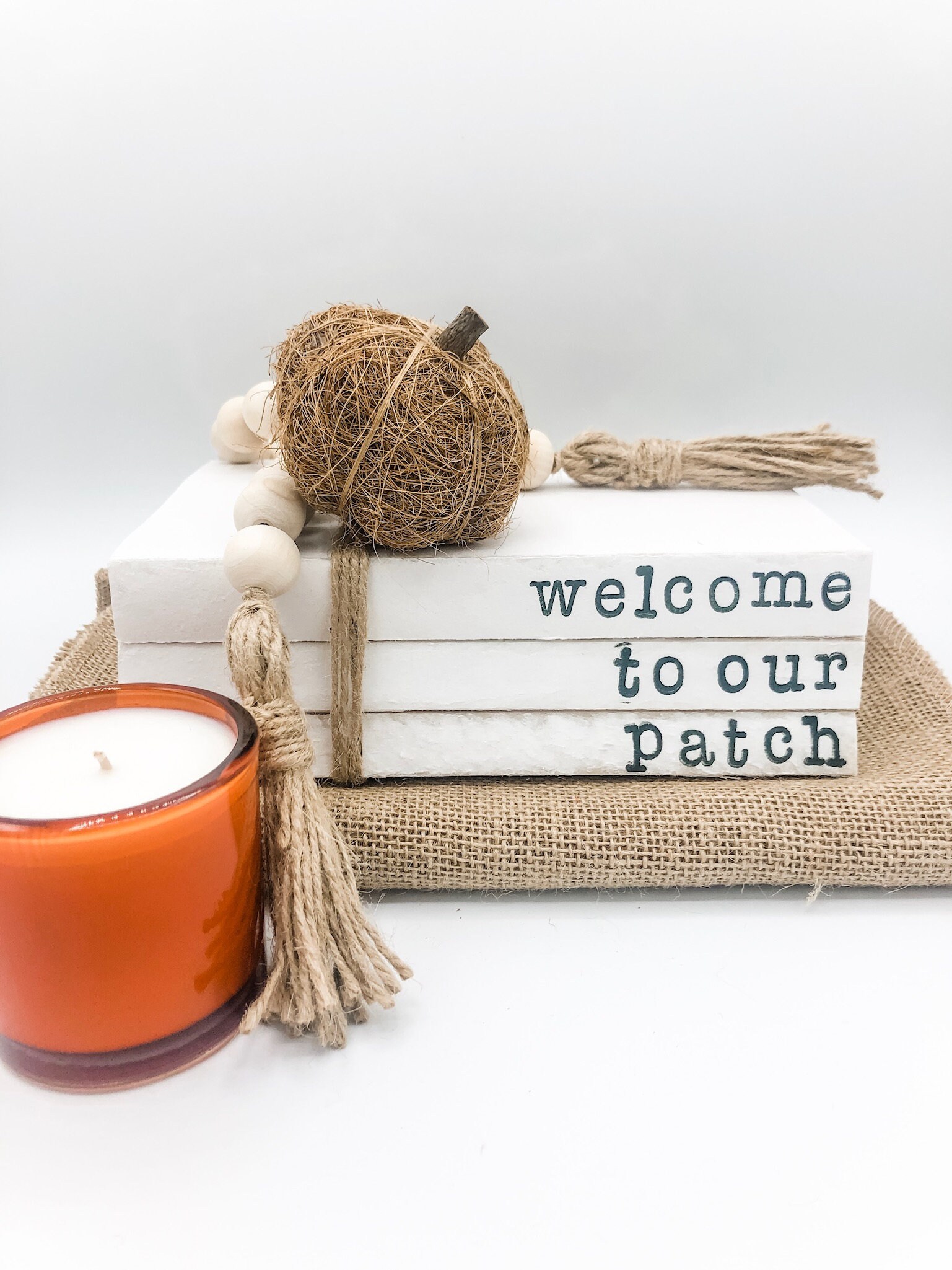 Stamped Book Stack Welcome to Our Patch Stacked Books - Etsy