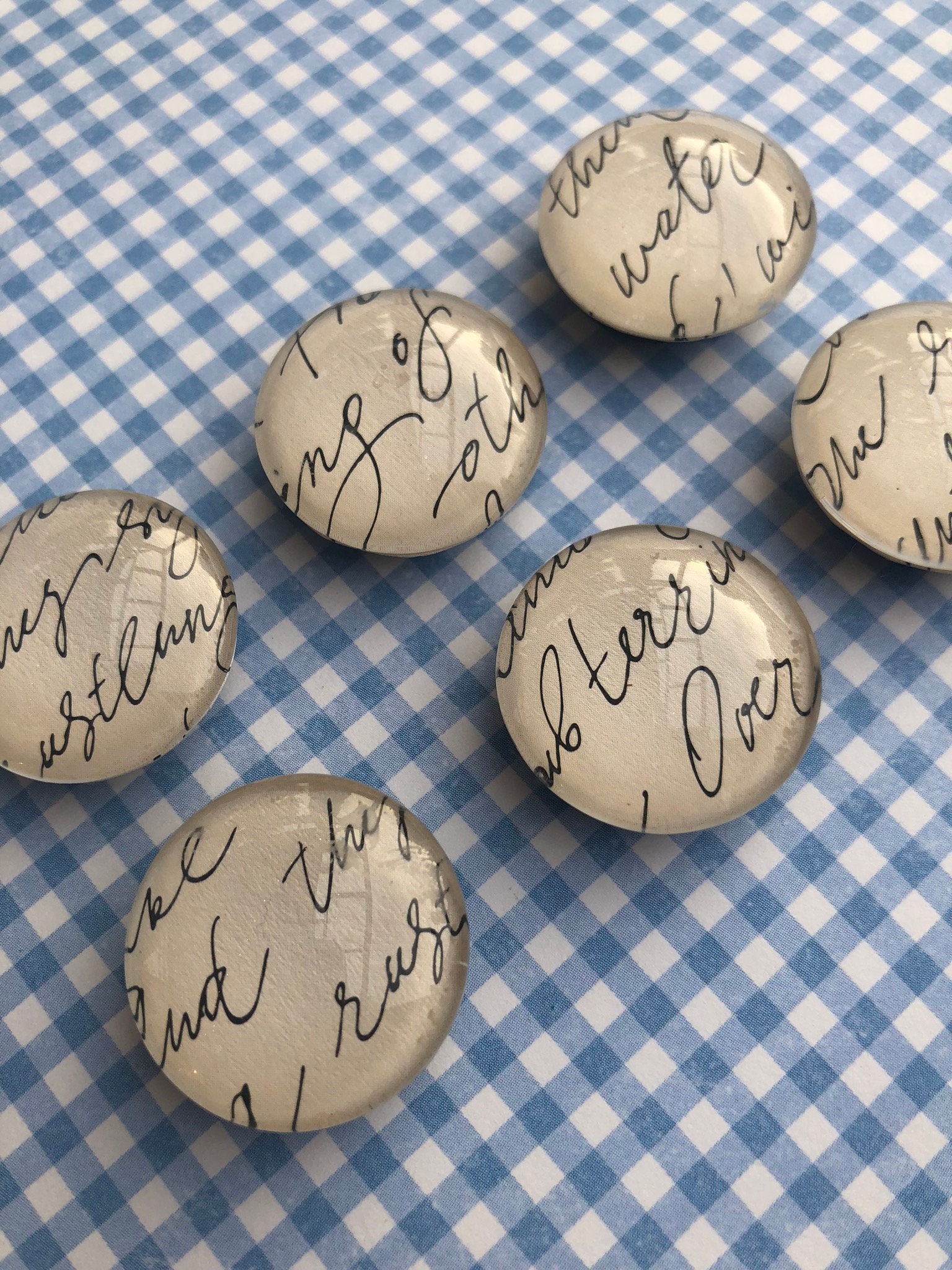 Set of Six Glass Magnets Script Calligraphy Work Gift - Etsy