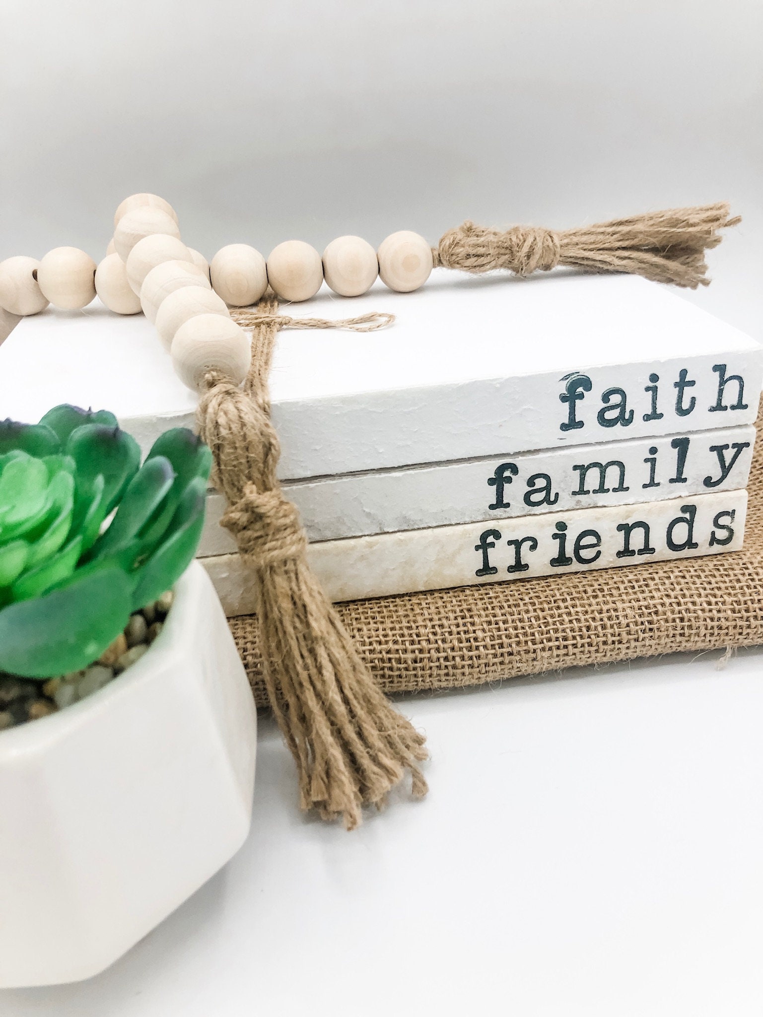 Stamped Book Stack Faith Family Friends Stacked Books - Etsy