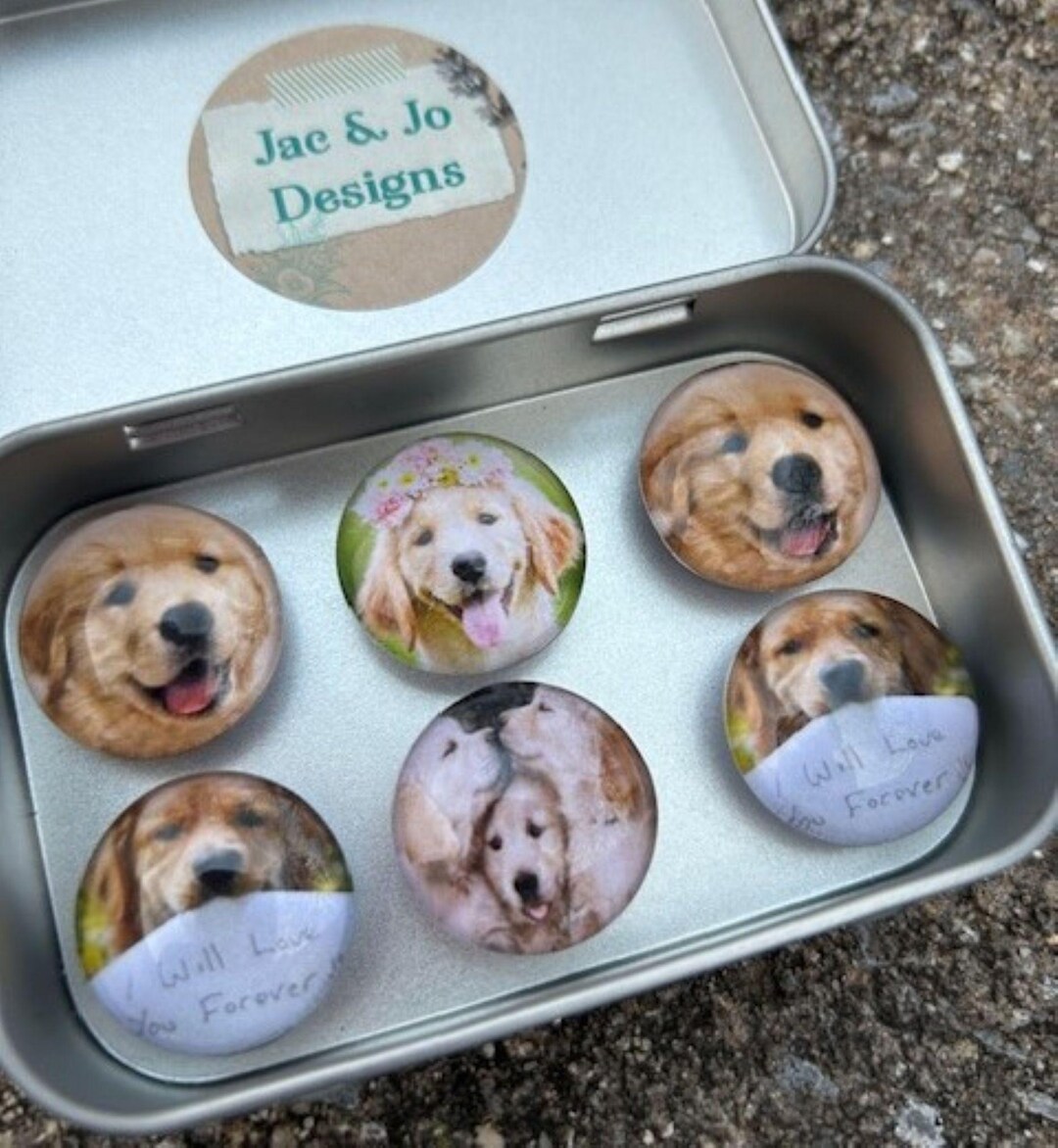Set of Six Glass Magnets - Dog - Golden Retriever - Goldens - Dog Love ...