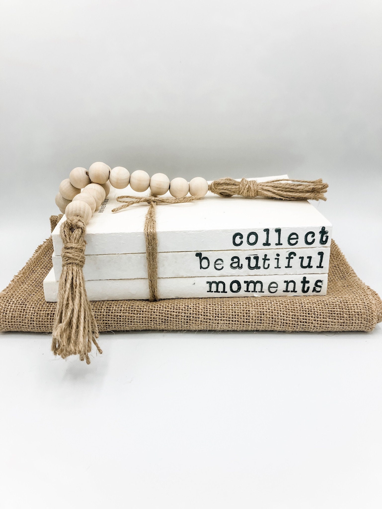 Stamped Book Stack Collect Beautiful Moments Stacked Books Magnolia ...