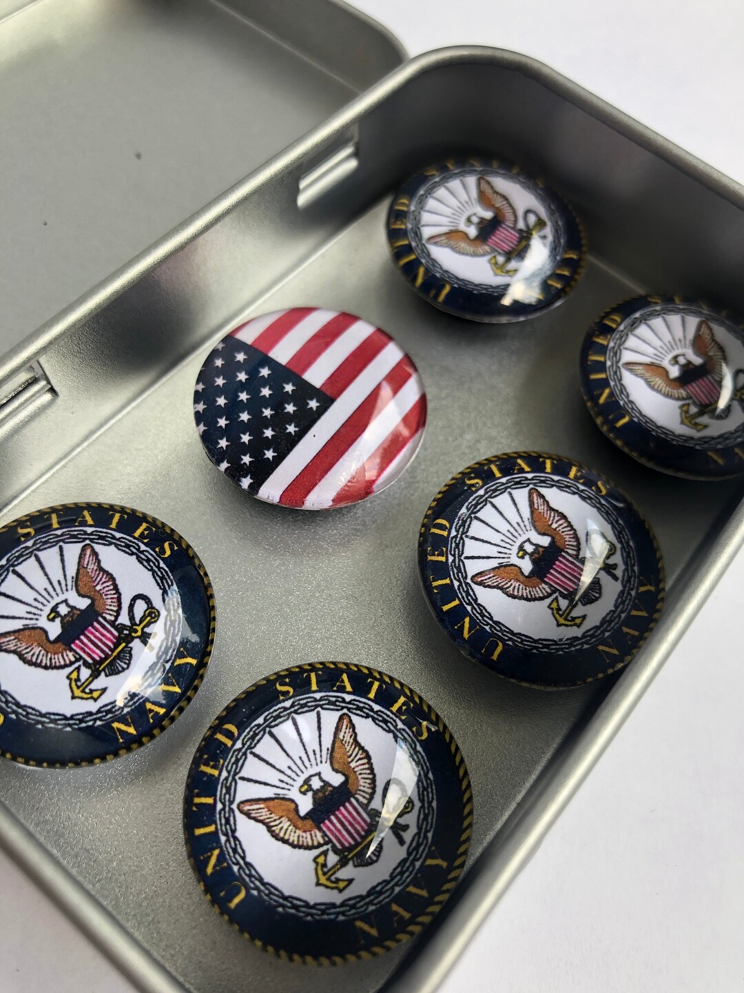 Set of Six Glass US Navy Magnets | Fridge Magnets | Veteran Gift ...
