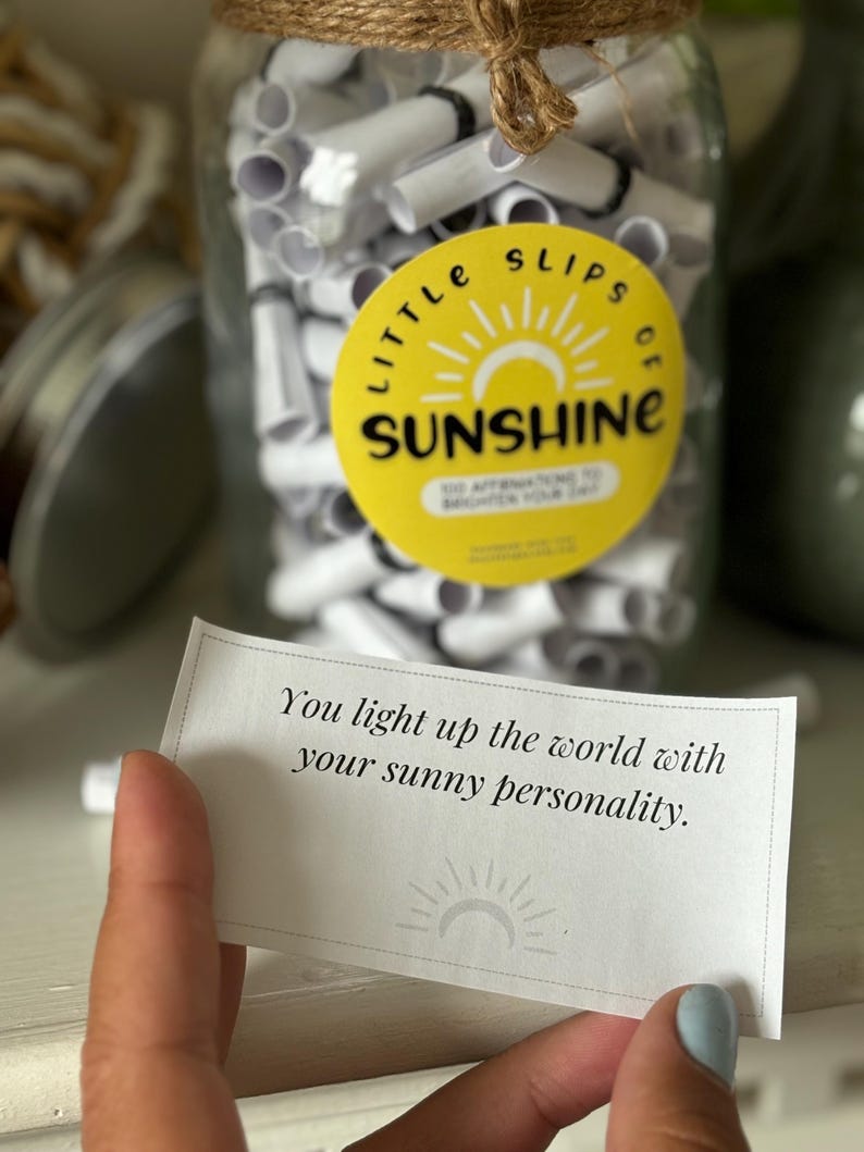 Affirmation Jar Little Slips of Sunshine | 100 Positive Affirmations ...