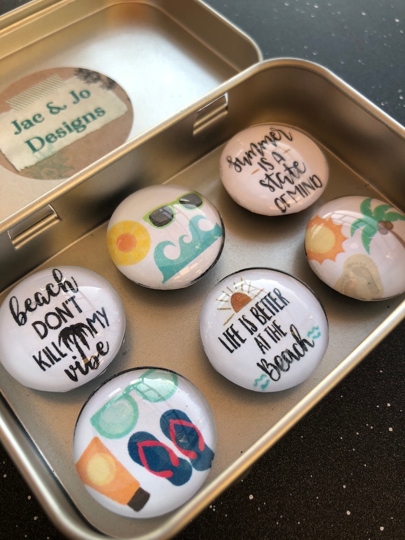 Set of Six Glass Magnets Beach Summer Life's a Beach | Etsy