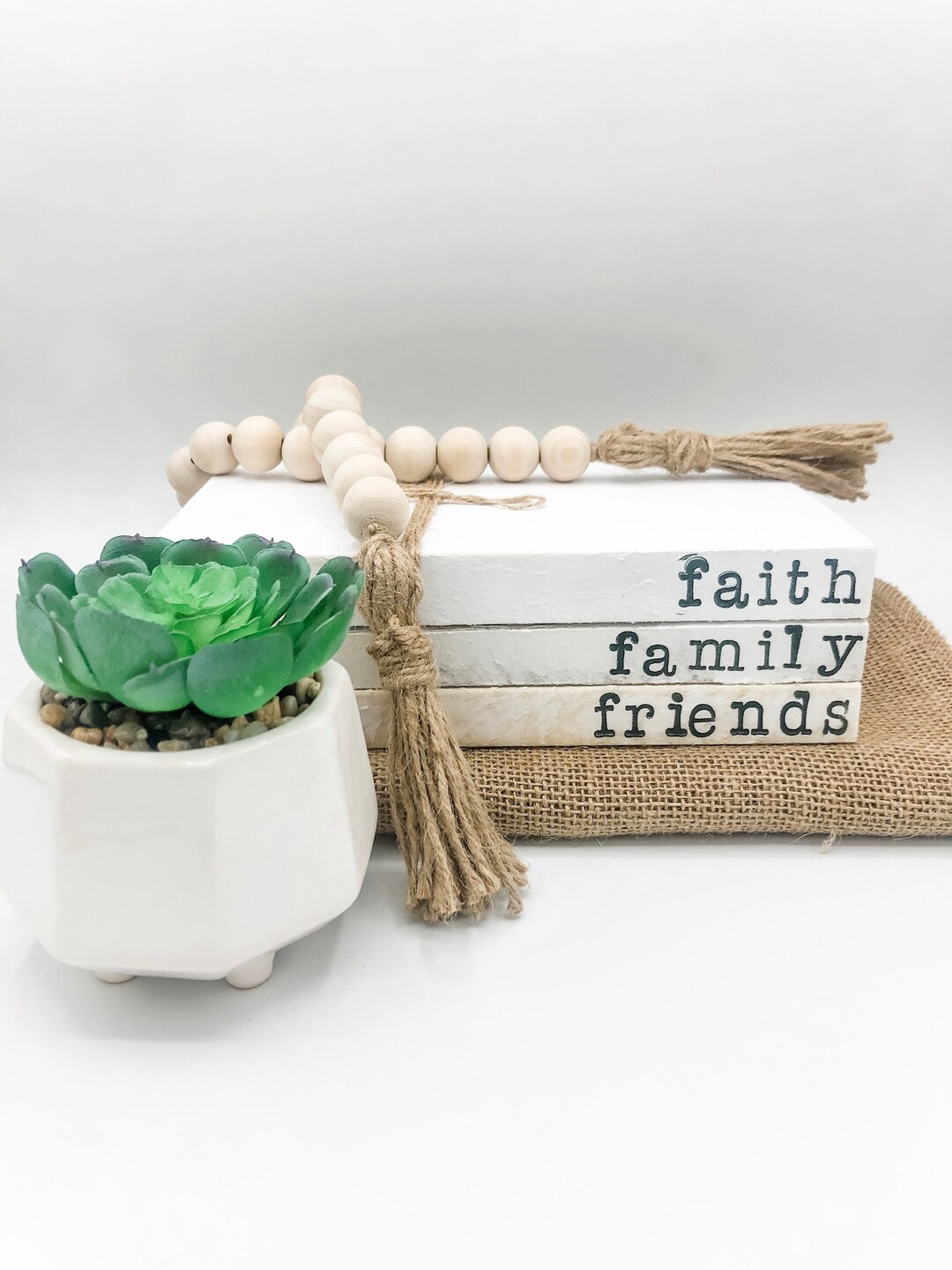 Stamped Book Stack Faith Family Friends Stacked Books - Etsy
