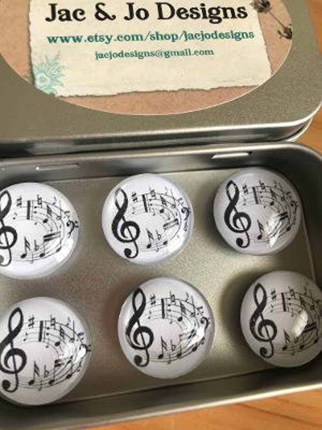 Set of Six Glass Magnets - Music Notes - Music Theme Gifts - Work Gift ...