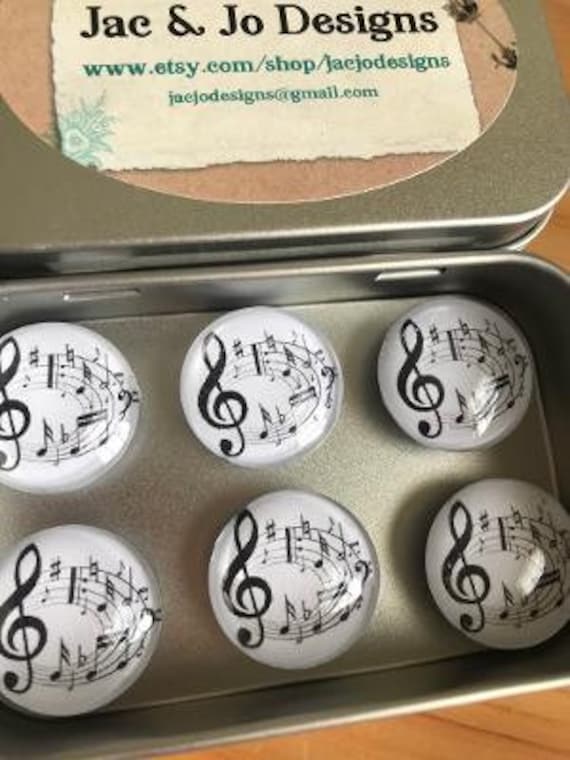 Set of Six Glass Magnets Music Notes Music Theme Gifts | Etsy