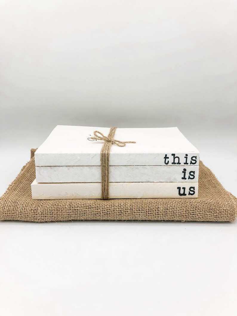 Stamped Book Stack This is Us Stacked Books Magnolia Farmhouse Home ...
