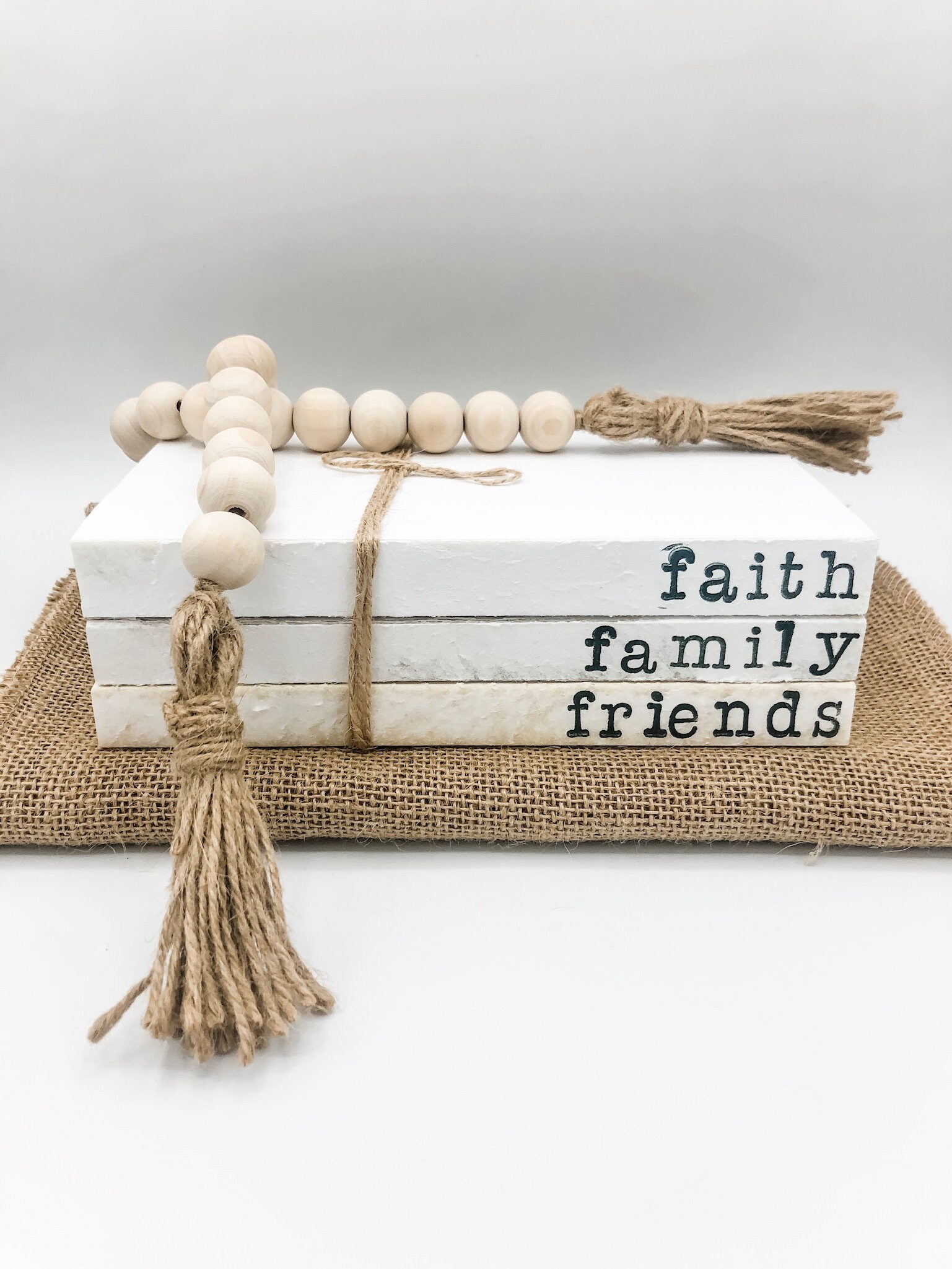 Stamped Book Stack Faith Family Friends Stacked Books - Etsy
