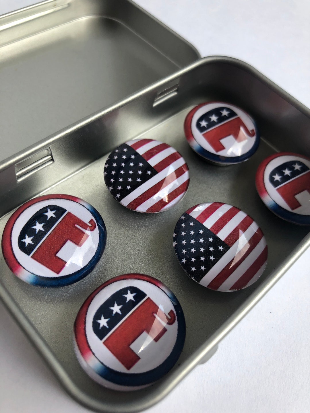 Set of Six Glass Republican Party Magnets | Stocking Stuffer ...