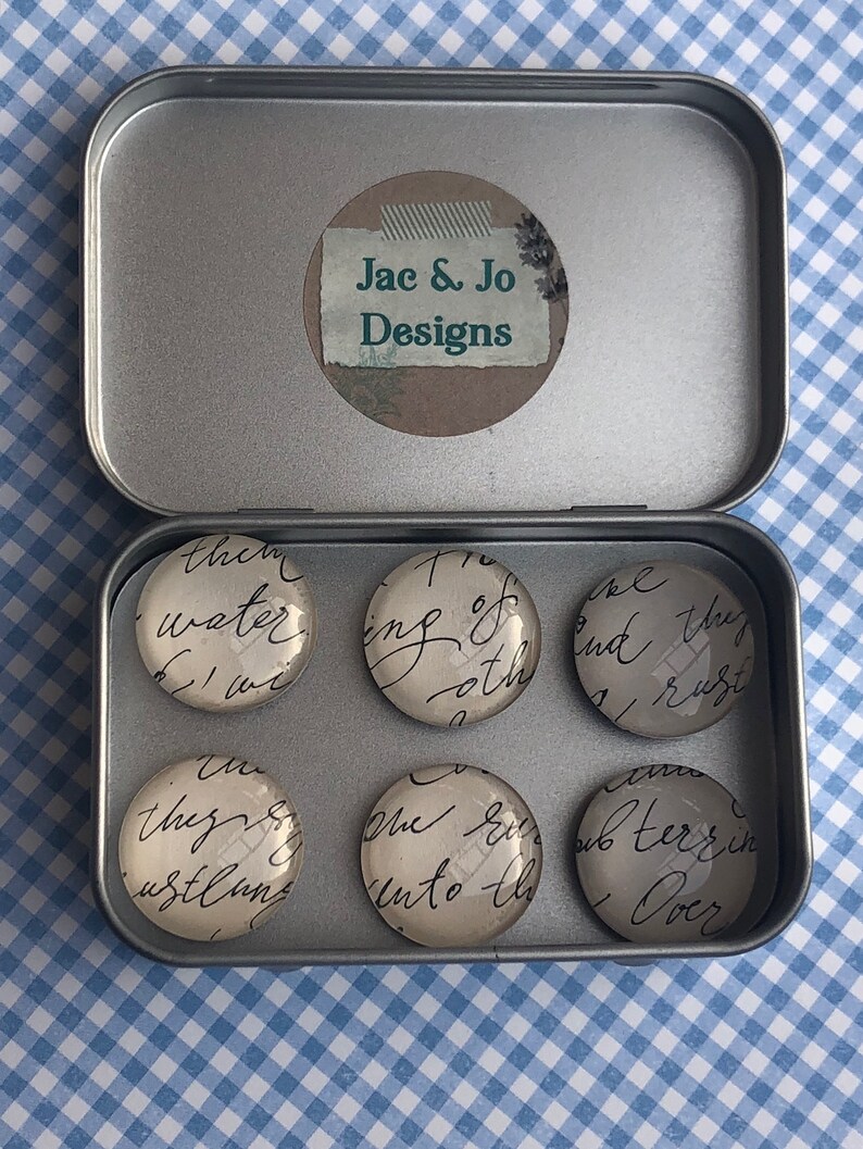 Set of Six Glass Magnets Script Calligraphy Work Gift - Etsy