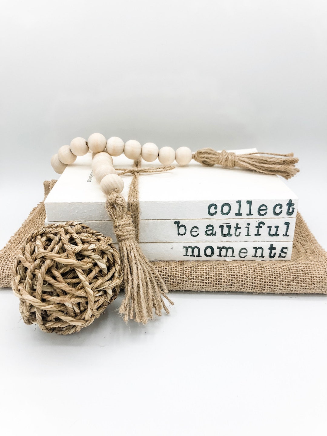 Stamped Book Stack Collect Beautiful Moments Stacked Books Magnolia ...
