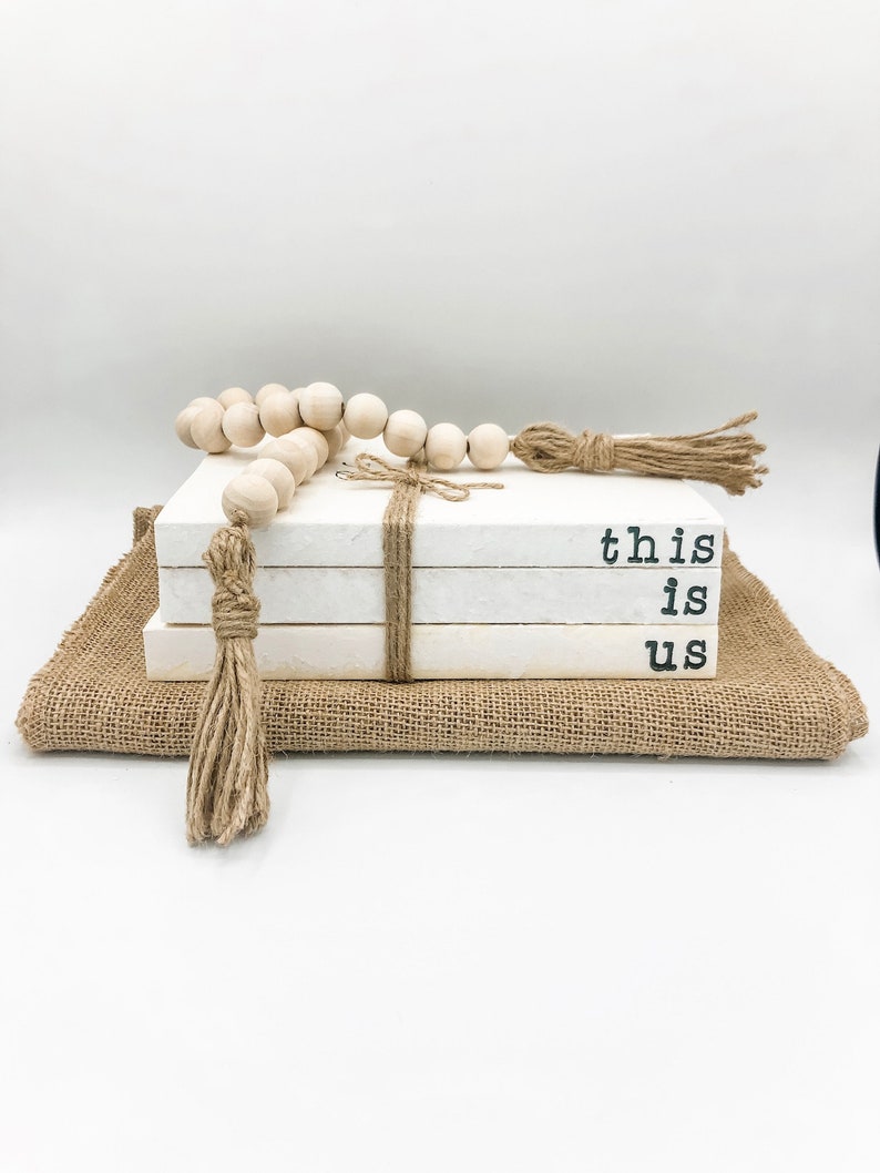 Stamped Book Stack This is Us Stacked Books Magnolia Farmhouse Home ...