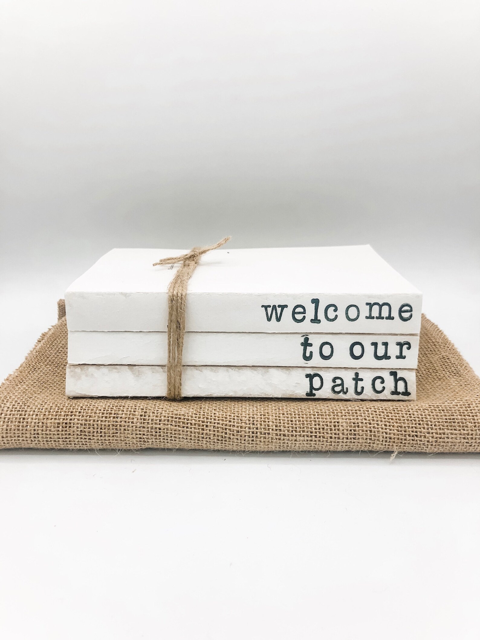 Stamped Book Stack Welcome to Our Patch Stacked Books - Etsy