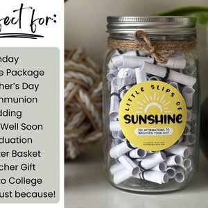 Affirmation Jar for Sending You Sunshine | 100 Positive Affirmations ...