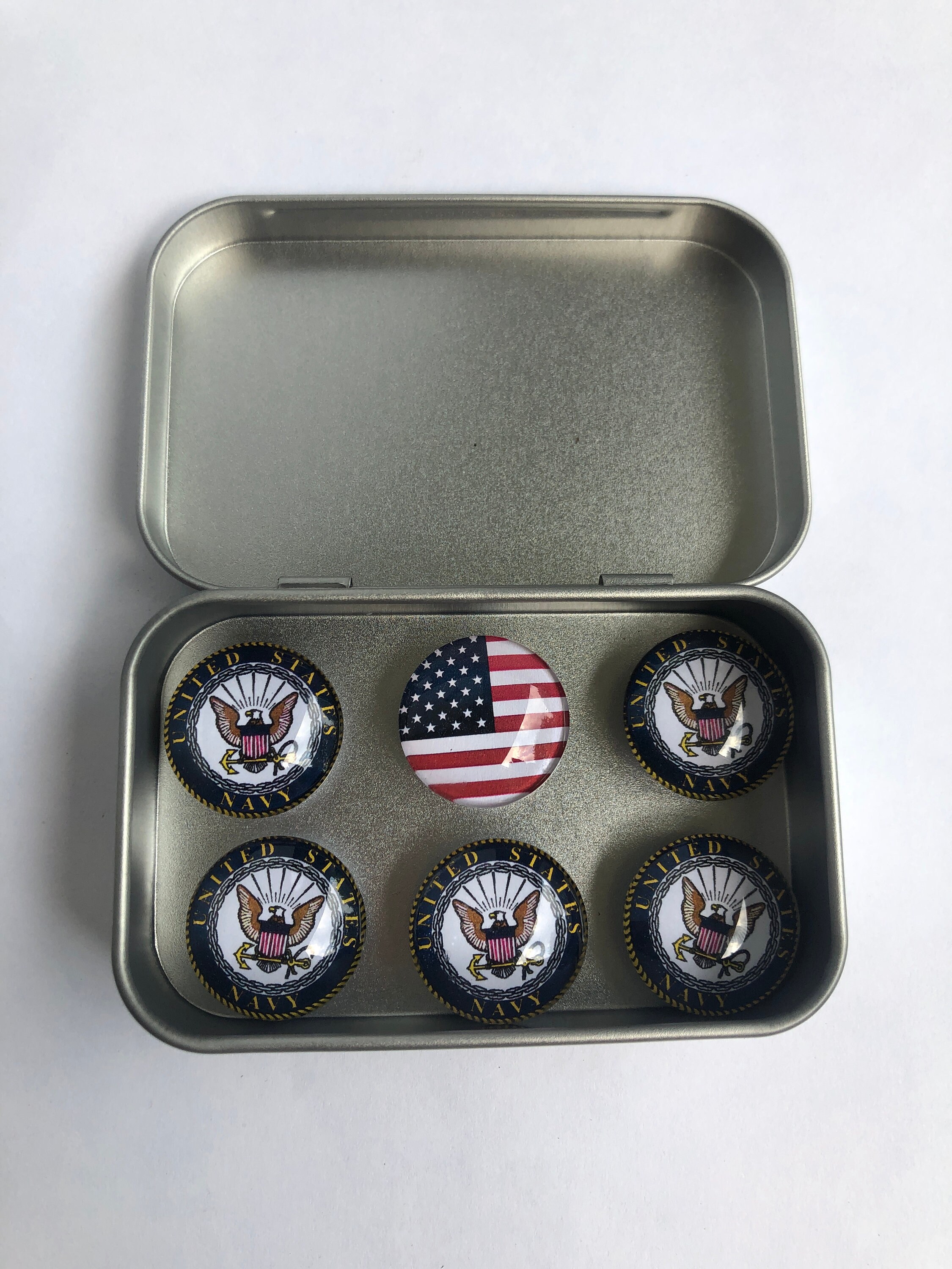 Set of Six Glass US Navy Magnets | Fridge Magnets | Veteran Gift ...