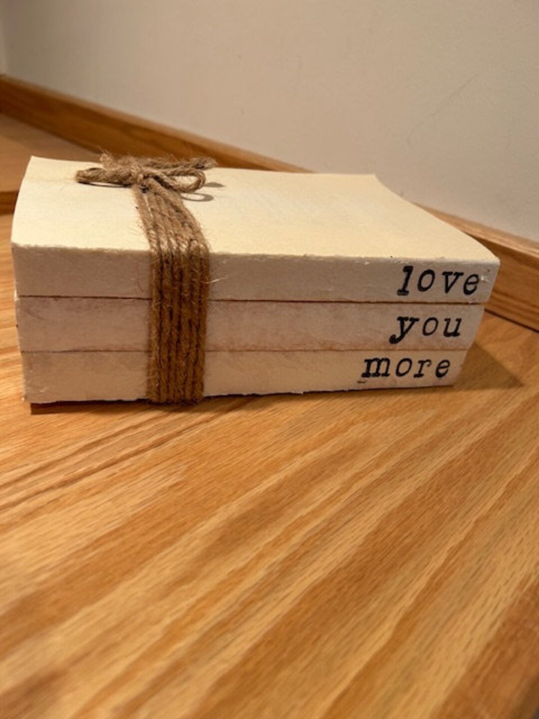 Stamped Book Stack Love You More Stacked Books Magnolia Farmhouse Home ...