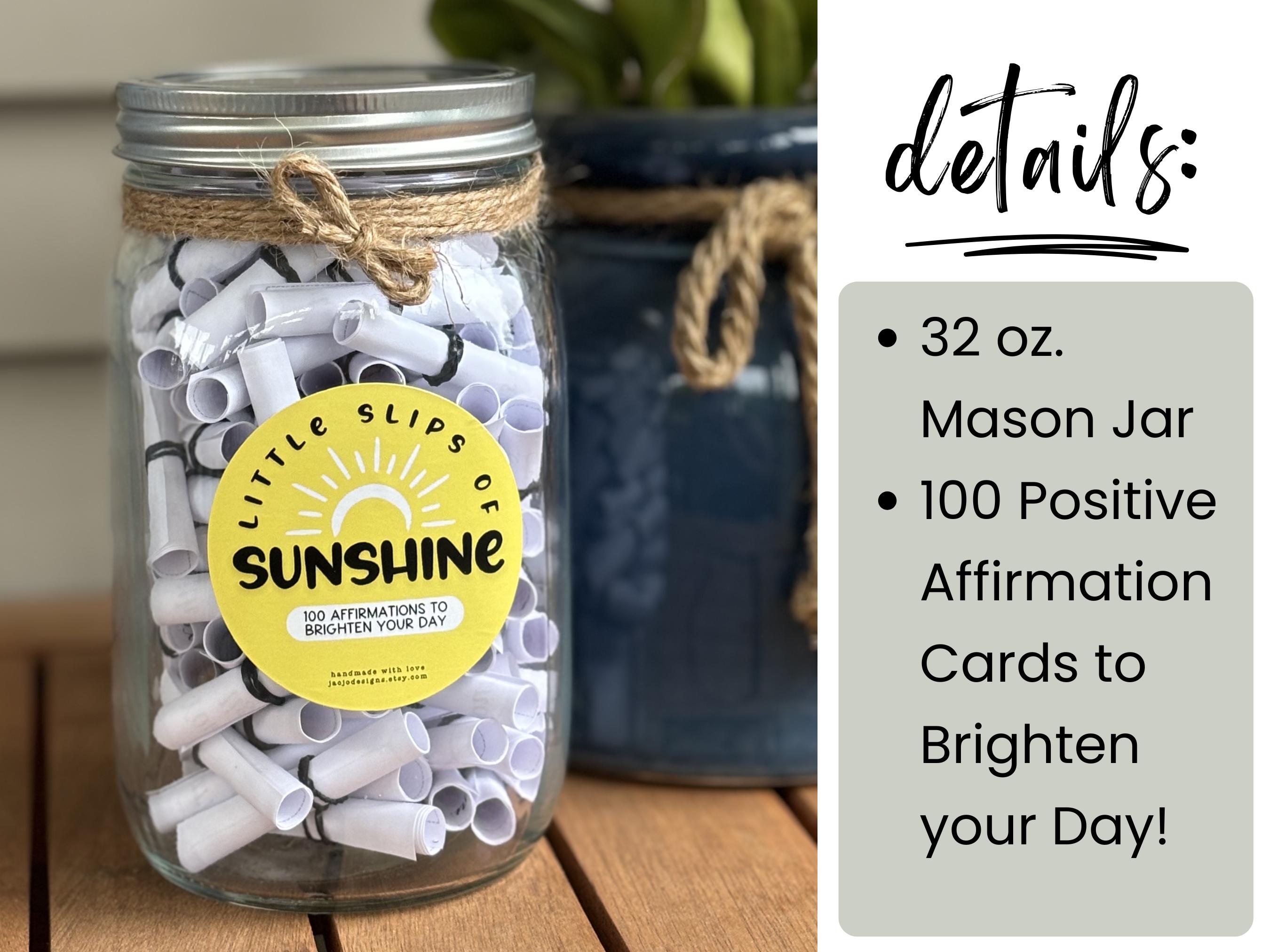 Affirmation Jar Little Slips of Sunshine | 100 Positive Affirmations ...