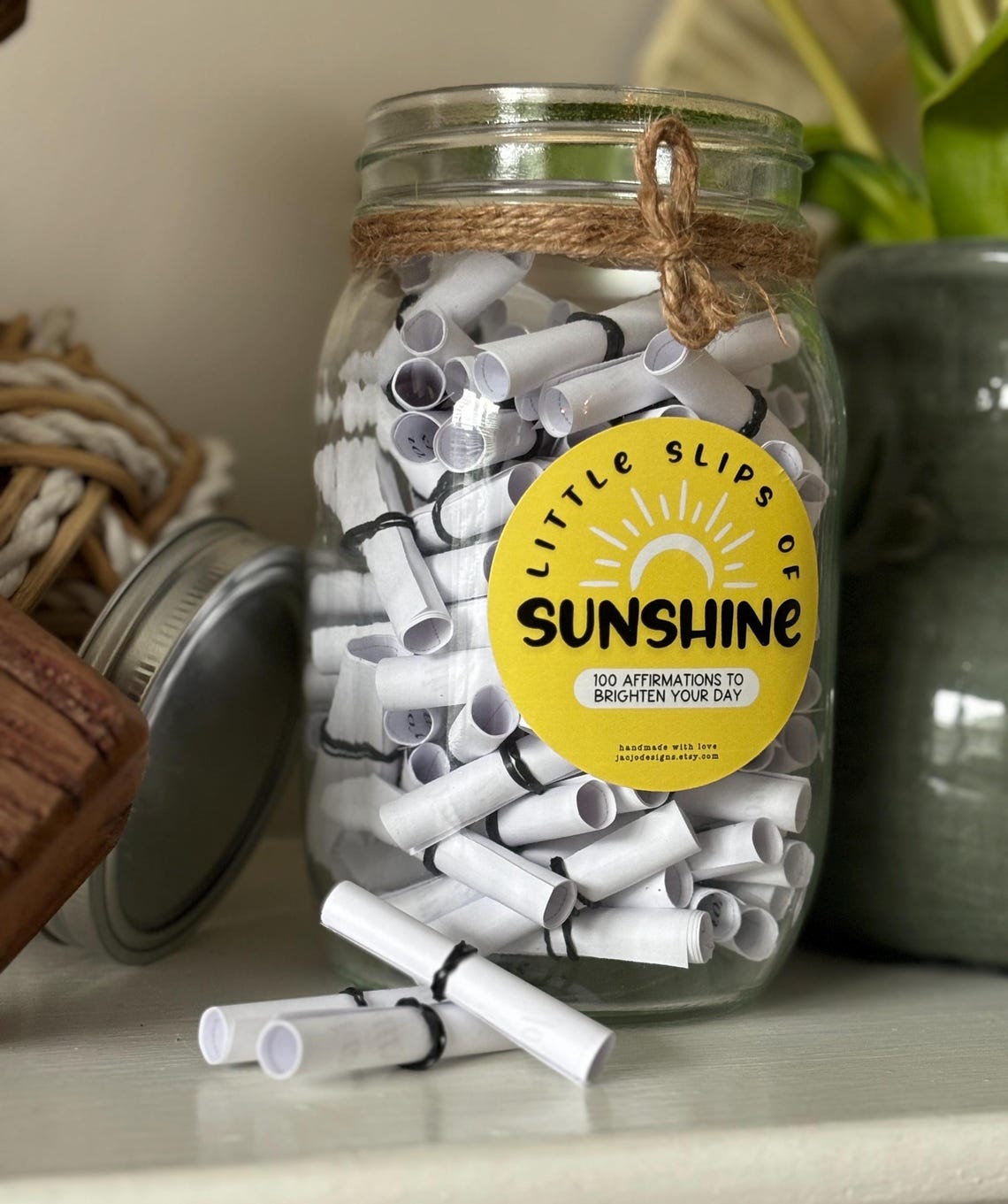 Affirmation Jar Little Slips of Sunshine | 100 Positive Affirmations ...