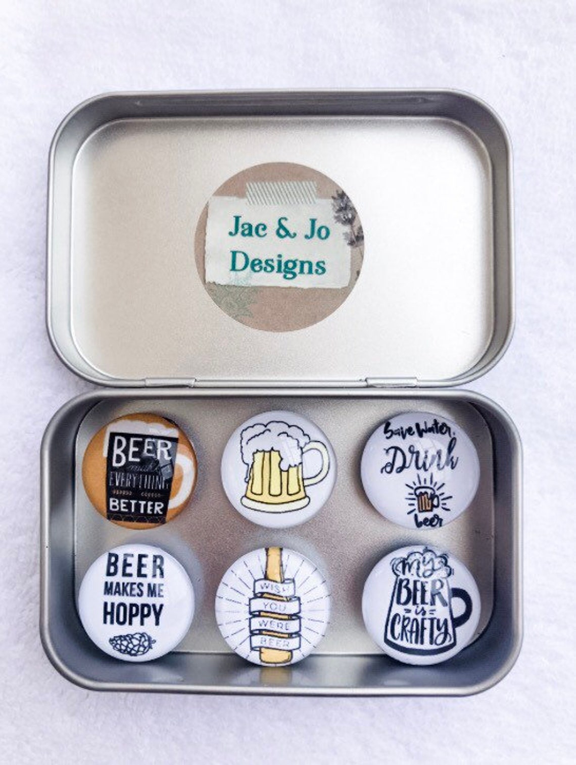 Set of Six Beer Glass Magnets | Beer Magnets | Beer Lover Gift ...