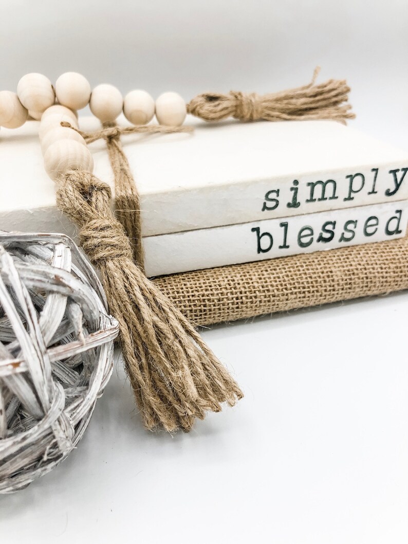 Stamped Book Stack Simply Blessed Stacked Books Magnolia - Etsy