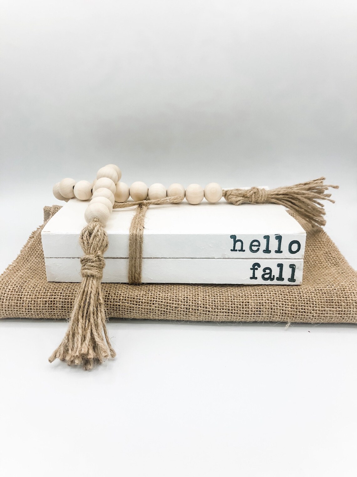 Stamped Book Stack Hello Fall Stacked Books Magnolia Farmhouse Home ...