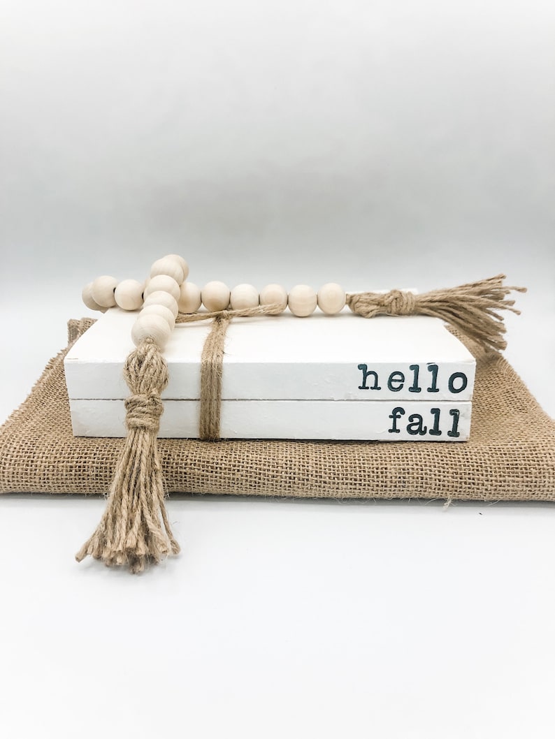 Stamped Book Stack Hello Fall Stacked Books Magnolia Farmhouse Home ...