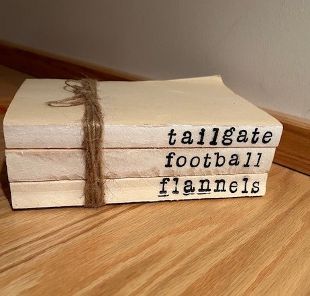 Stamped Book Stack Tailgate Football Flannels Three Stacked - Etsy