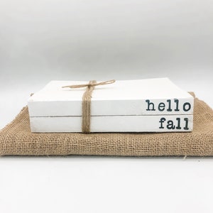 Stamped Book Stack Hello Fall Stacked Books Magnolia Farmhouse Home ...