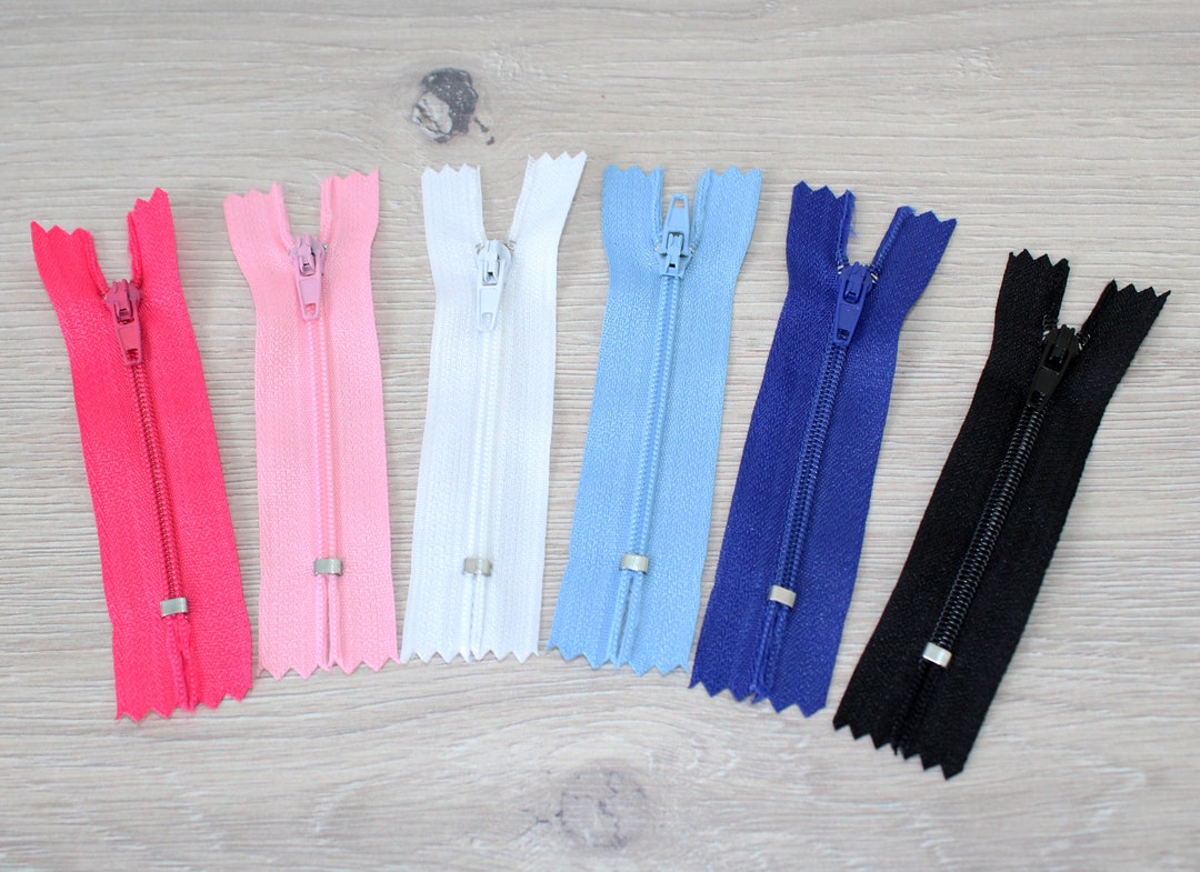 Small Zippers for Craft and Doll Clothes. Set of 5 Mini Zippers. 7cm, 3 ...