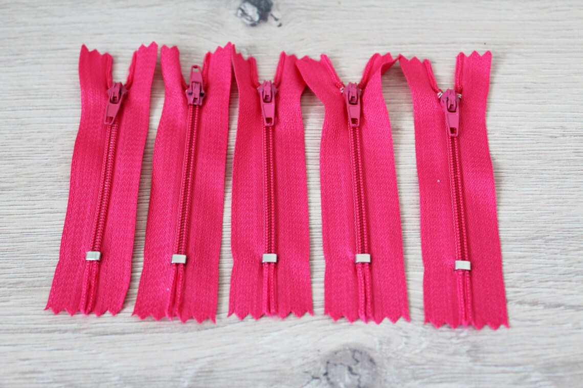 Small Zippers for Craft and Doll Clothes. Set of 5 Mini Zippers. 7cm, 3 ...
