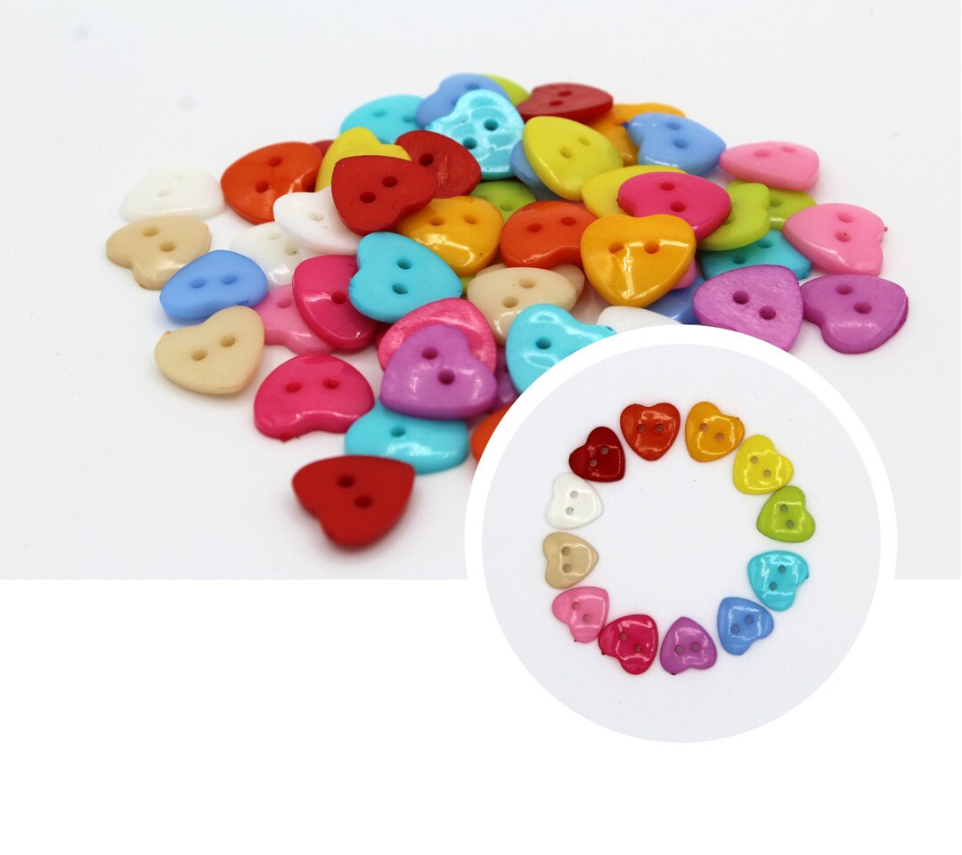 Set of 60 Small Buttons 14 Mm Heart Shape Plastic Buttons. - Etsy