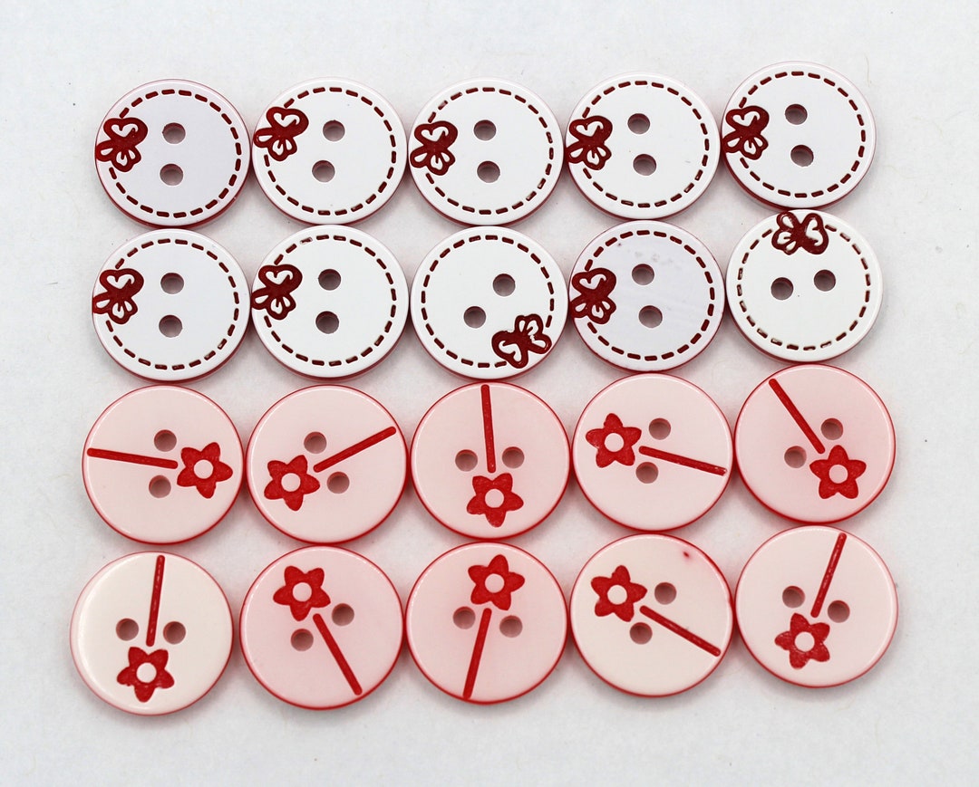 20 Small Round Buttons, 12 Mm Plastic Buttons for Sewing, Knitting and ...