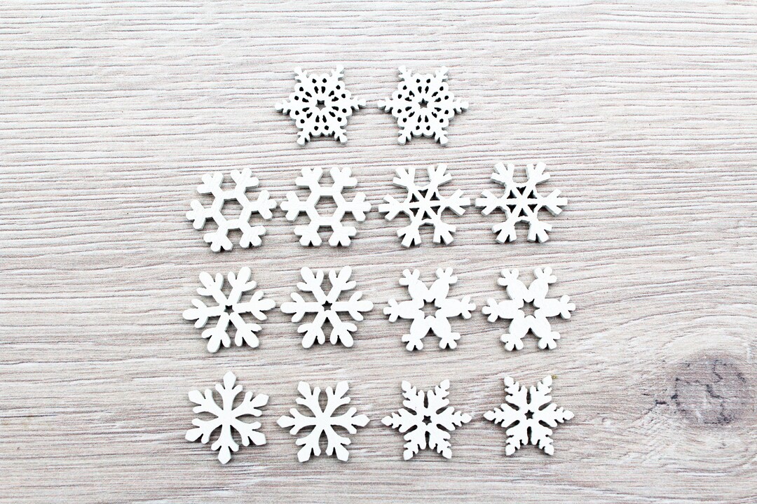 Snowflake Buttons. Wooden White Snowflakes Buttons. Christmas Winter ...