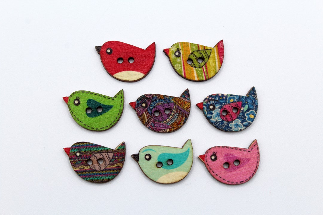 Bird Wooden Buttons. Craft Decorative Buttons. - Etsy