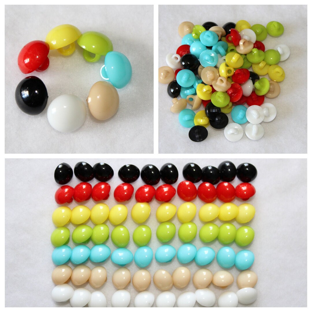 Small 10 Mm Buttons for Craft, Knitting and Sewing. 70 Mushroom Domed ...