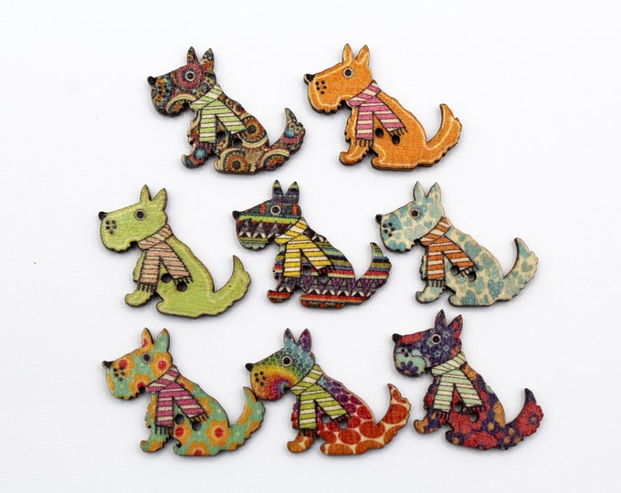 Dog Buttons, Scottie Dog Wooden Buttons. Set of 8 Buttons. - Etsy