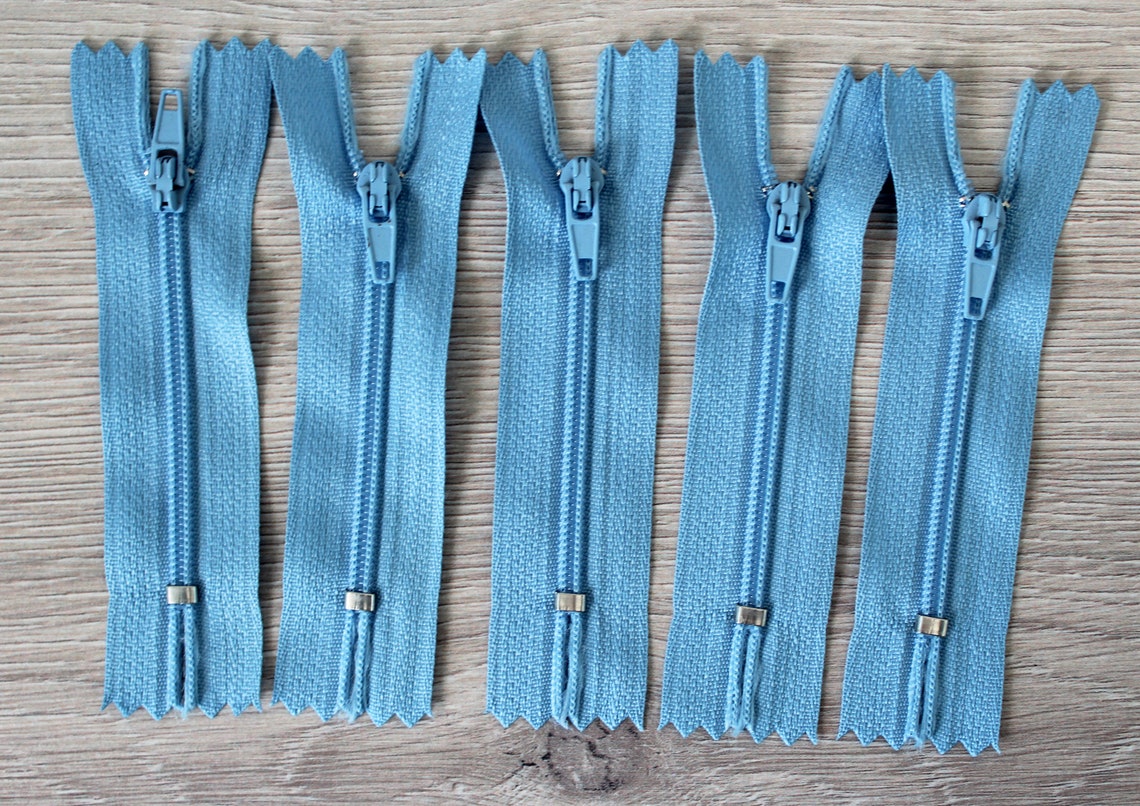 Small Zippers for Craft and Doll Clothes. Set of 5 Mini Zippers. 7cm, 3 ...