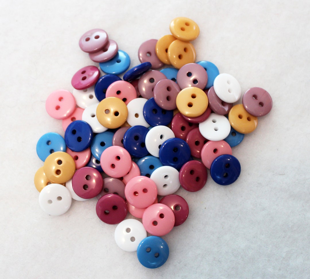 Small 10mm Buttons, Set of 70 Buttons, Tiny Doll Buttons. 7 Colors in ...