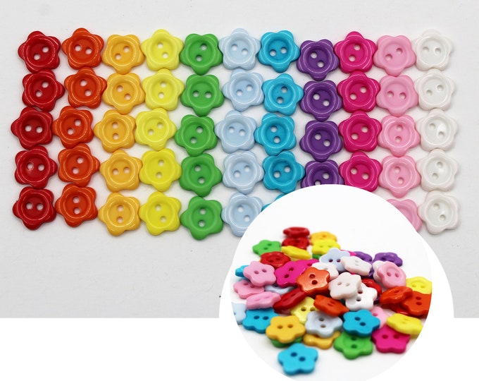 Flower Buttons. Small 12mm, 1/2" Doll Buttons. Craft Embellishment ...