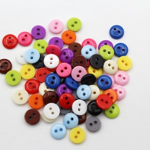 Tiny Doll Buttons, Set of 70 Small 8mm ( 5/16 Inch ) Buttons, 14 Colors ...
