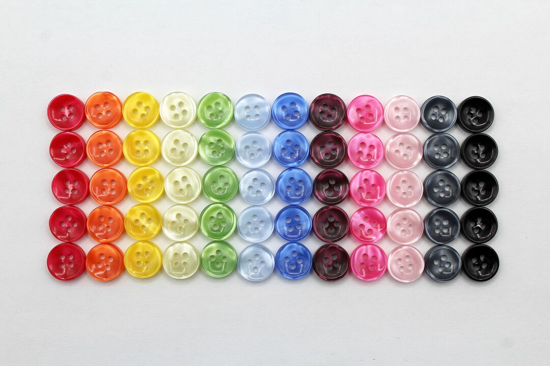 Small 11mm Buttons for Craft, Knitting and Sewing. 60 Shiny, 4 Holes ...