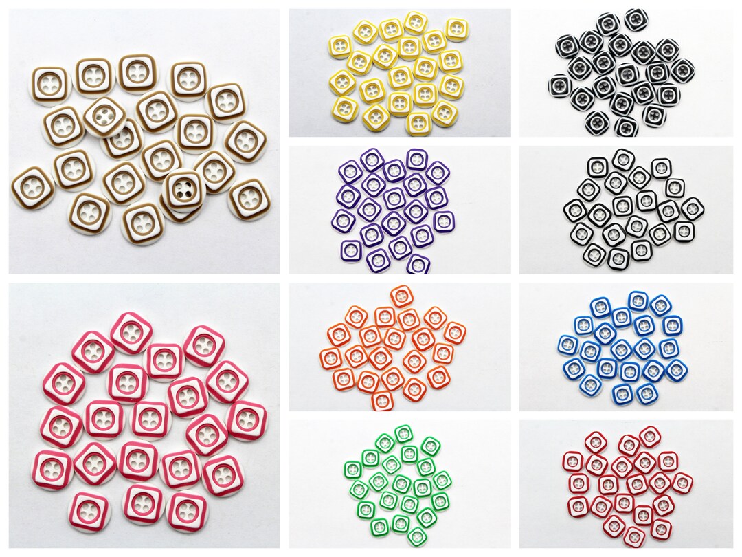 Small Square Acrylic Buttons: 12mm, 20pc Doll & Shirt Buttons - Etsy