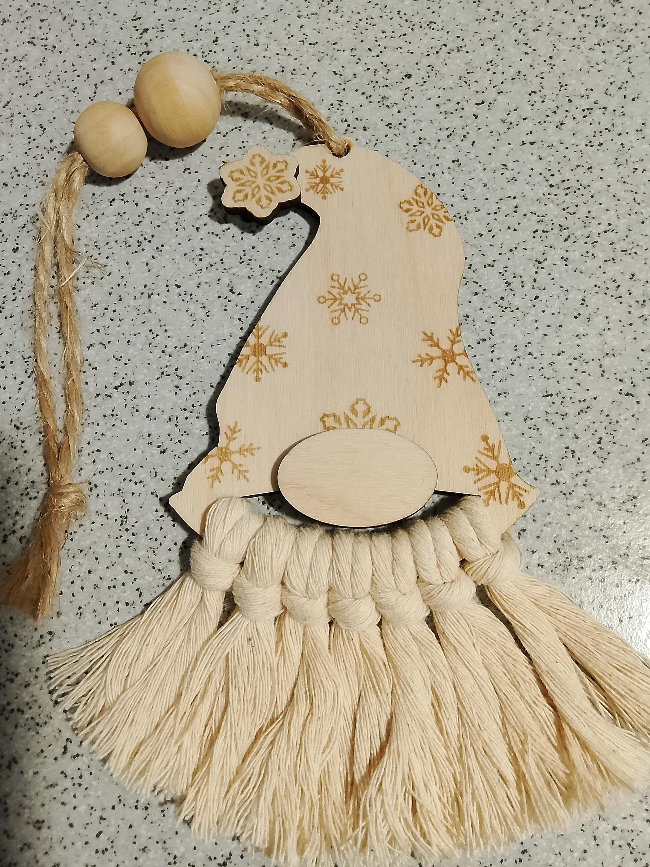 Macrame Beard Gnome SVG File, Wooden Christmas Decoration Laser Cut ...