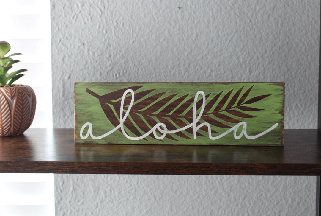 Rustic Aloha Sign, Aloha Wood Shelf Sign, Coastal Decor, Aloha Decor ...