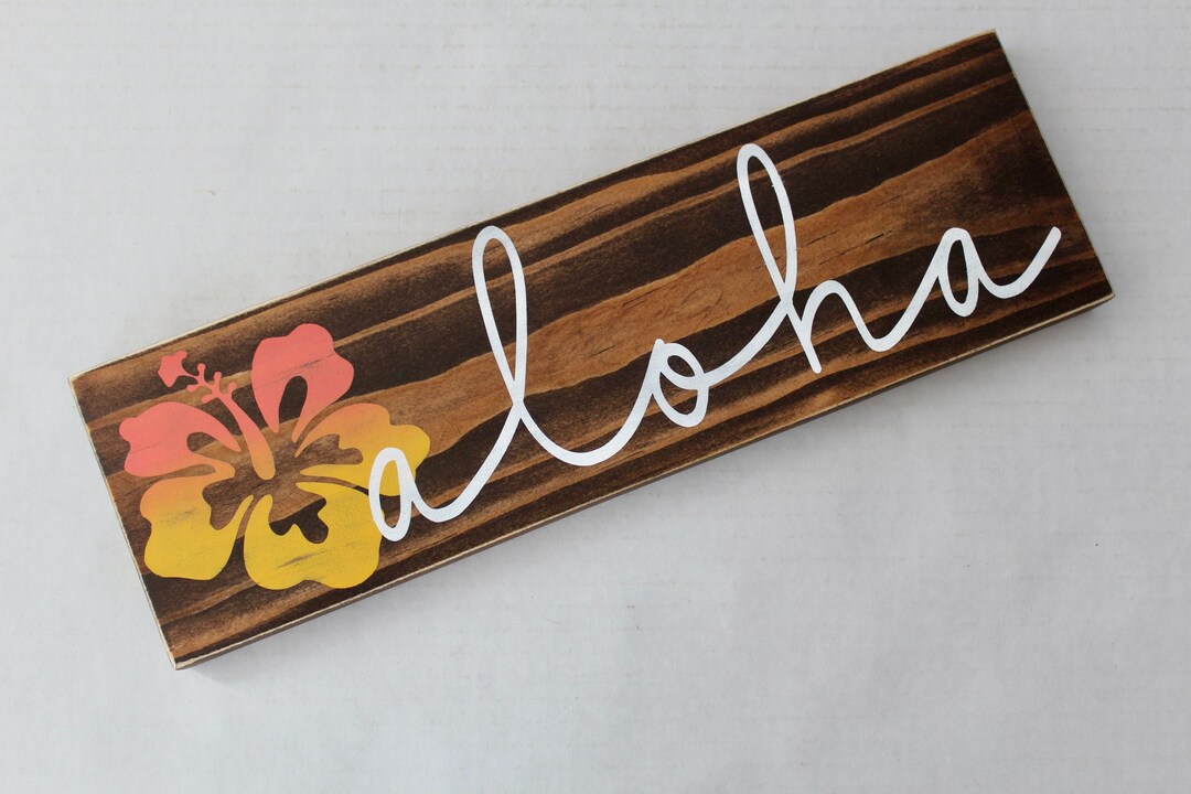 Aloha Wood Sign, Coral Hawaiian, Maui Sign, Beach House Decor, Hawaiian ...