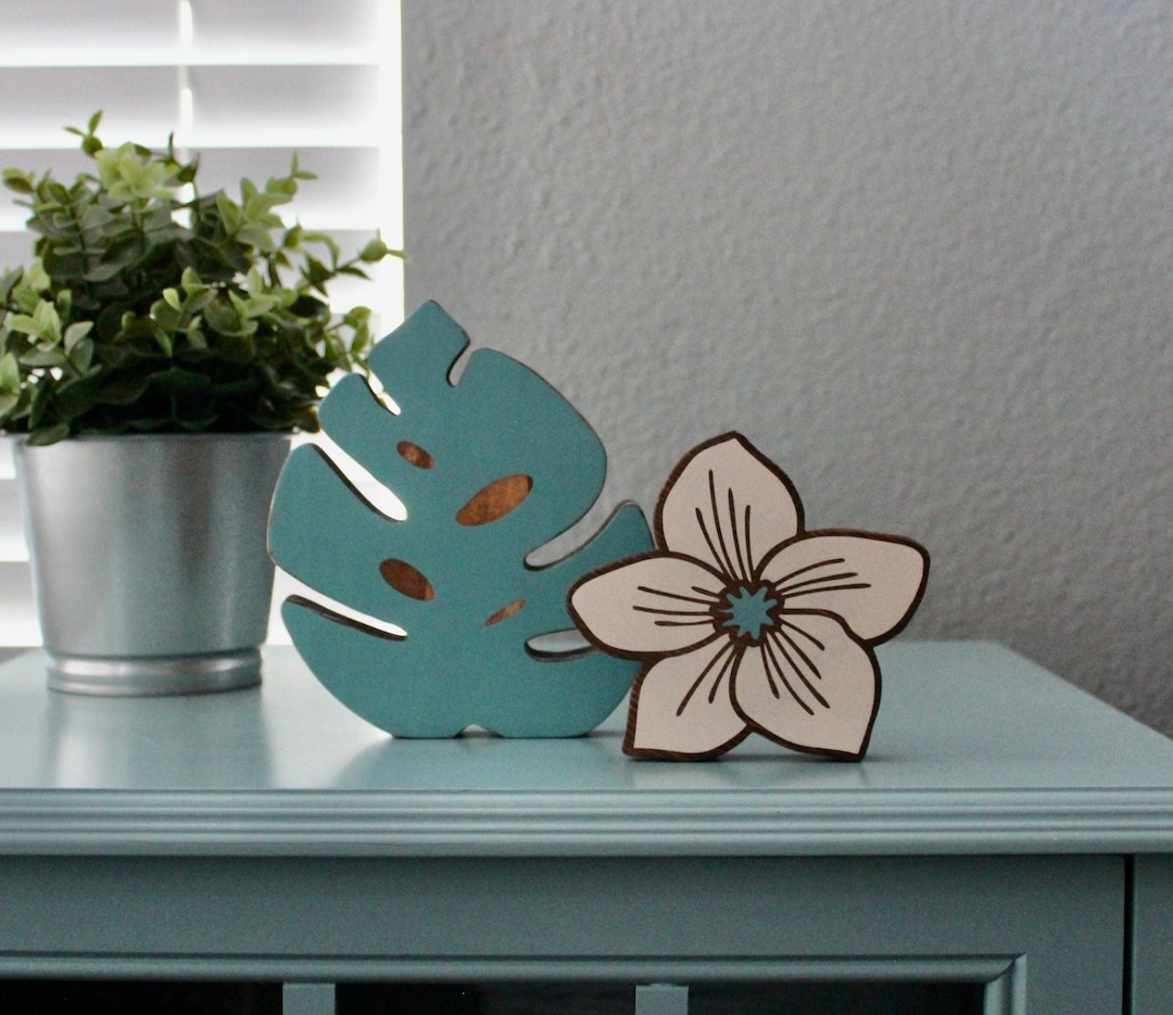 Monstera Leaf Art, Monstera Shelf Art, Hawaiian Decorations, Aqua Aloha ...