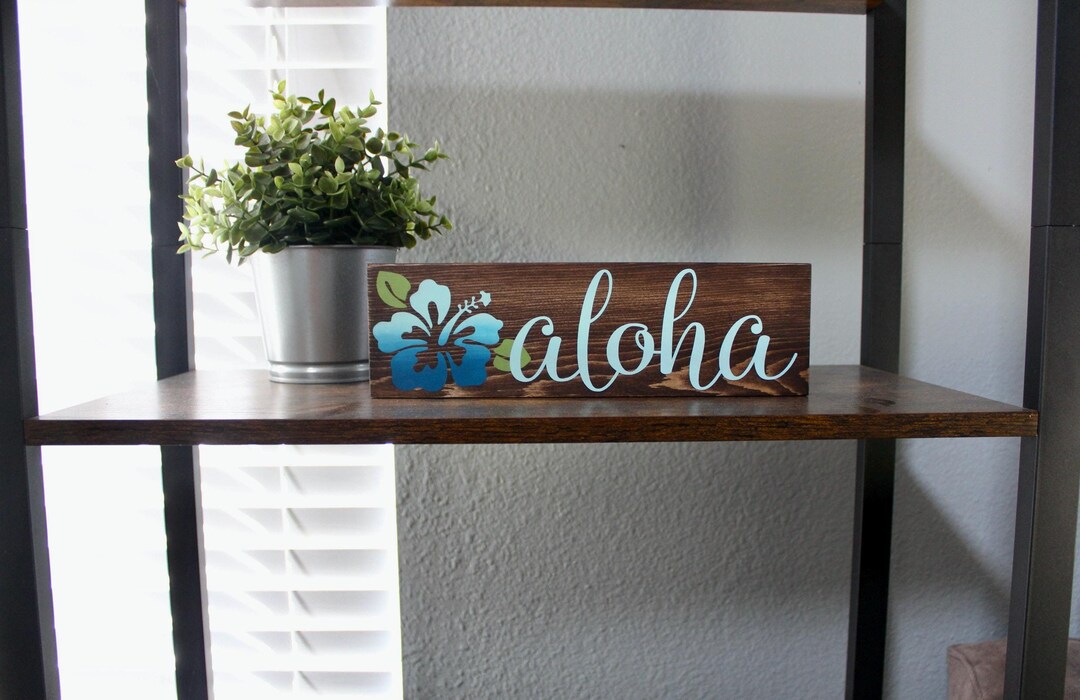 Aloha Wood Sign, Blue Hawaiian, Beach Sign, Beach House Decor, Hawaiian ...