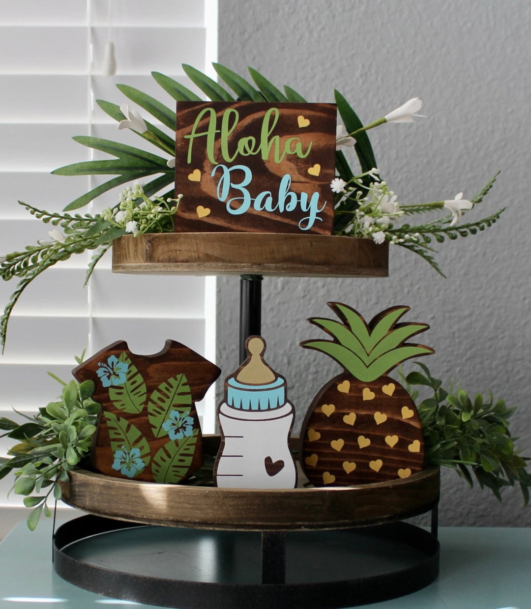 Hawaiian Baby Shower Decorations, Tier Tray Decor, Aloha Baby Shower ...